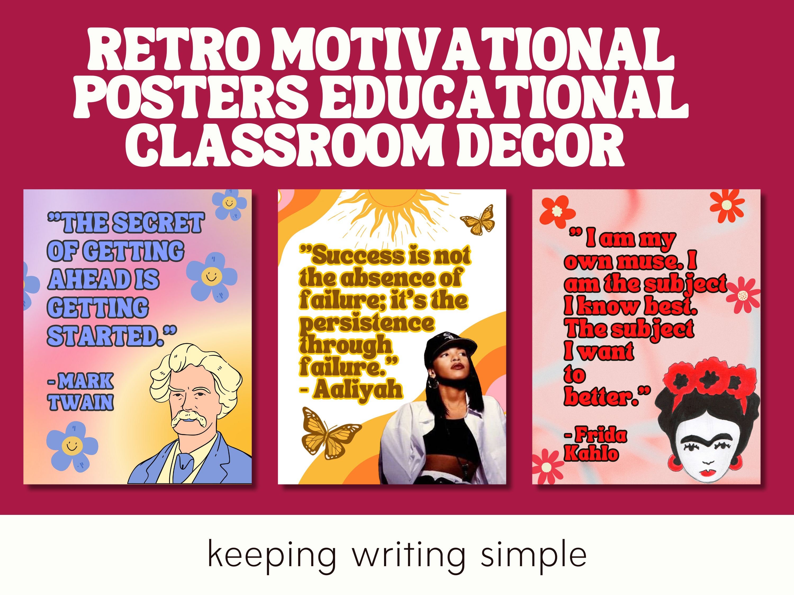 Retro Motivational Posters Educational Classroom Decor Digital Download ...