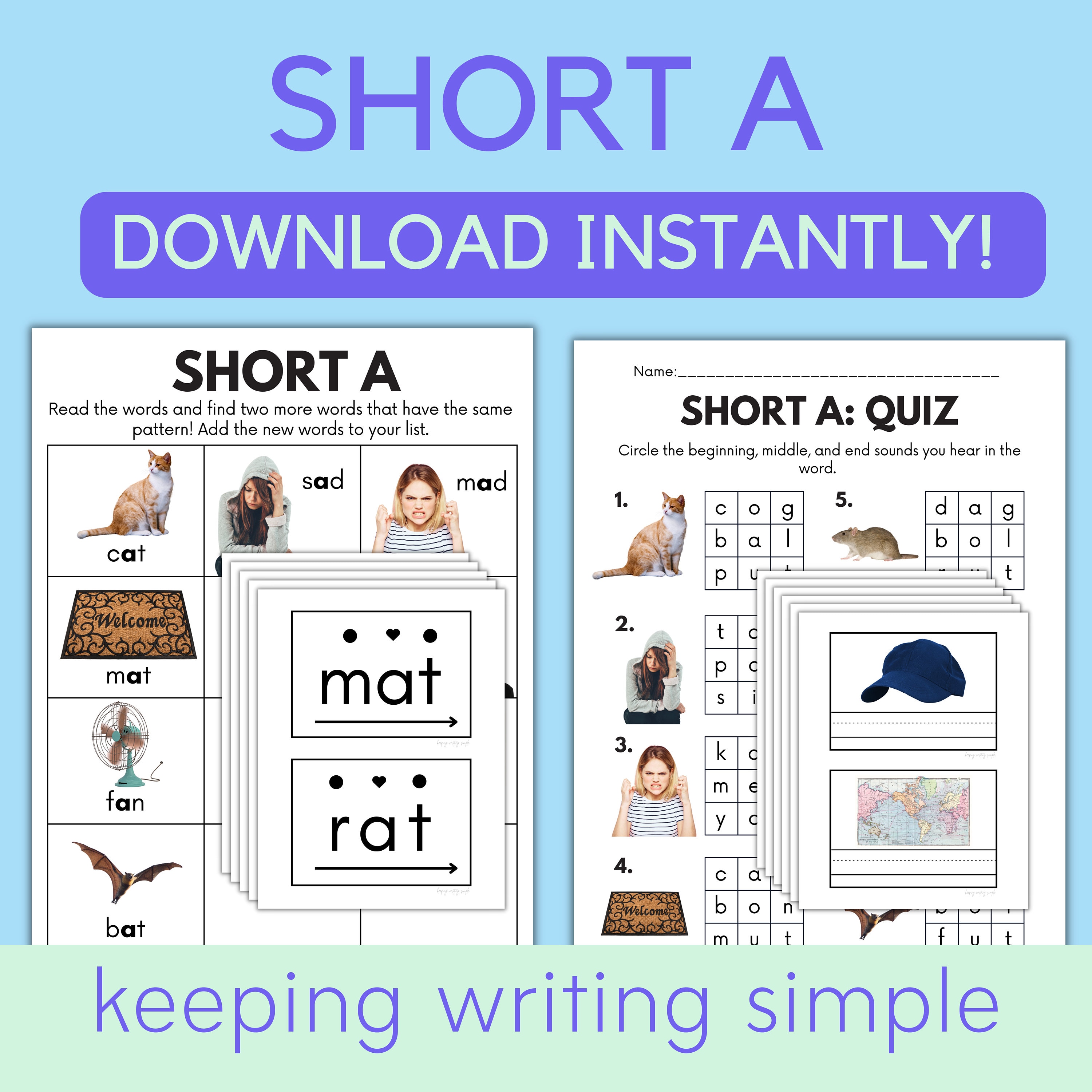 CVC Phonics Worksheets: Short Vowel Aa TAP, BLEND, Read & Spell Science ...