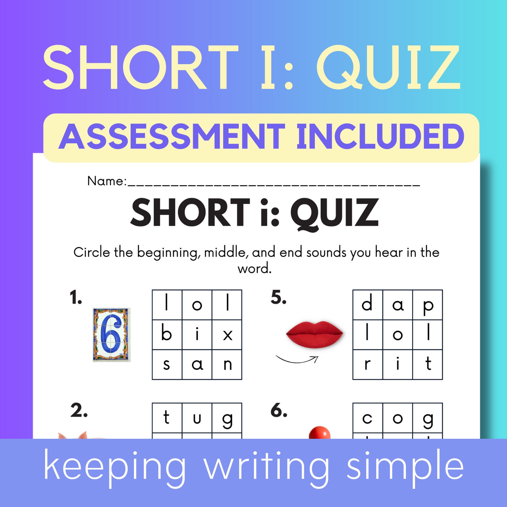 CVC Phonics Worksheets: Short Vowel Ii • TAP, BLEND, Read & Spell ...