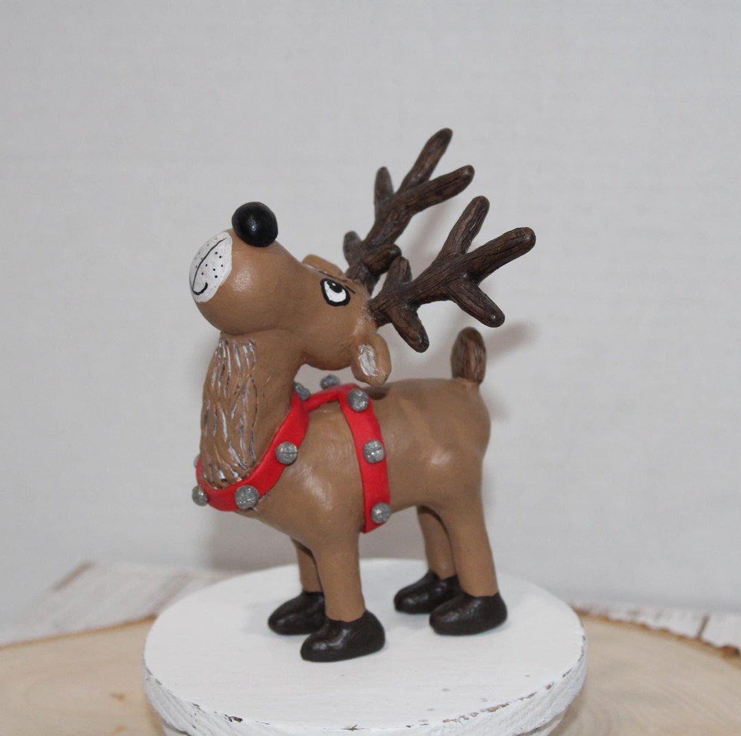 Hand Sculpted, Hand Painted Reindeer Polymer Clay Fimo Clay, Christmas ...