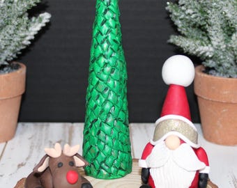 Christmas Gnome, Reindeer & Tree Set-with Wood Base. Christmas Gnome ...