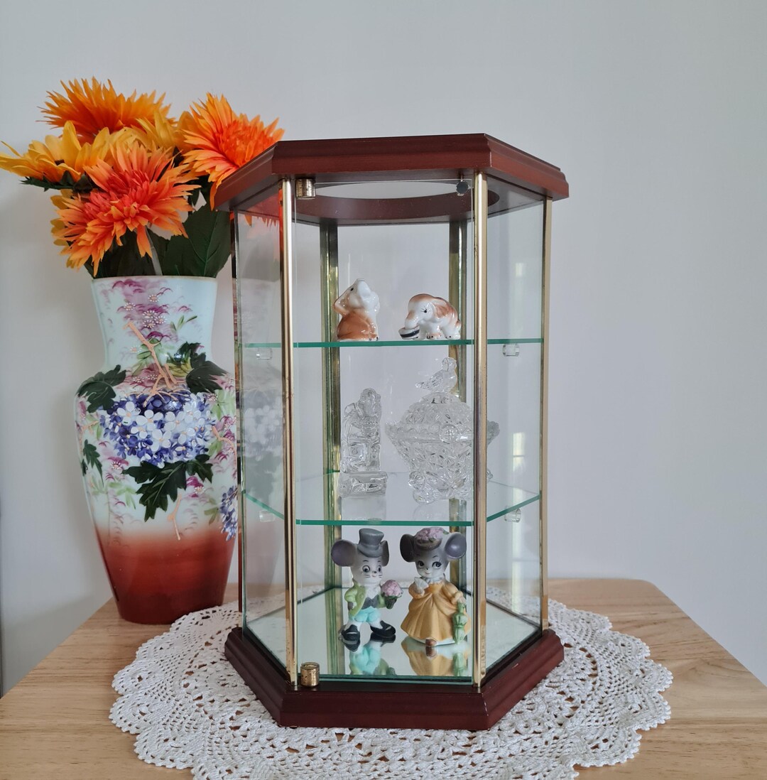 Vintage Glass Display Case: Crystal Art Collector's Stand, Made in ...