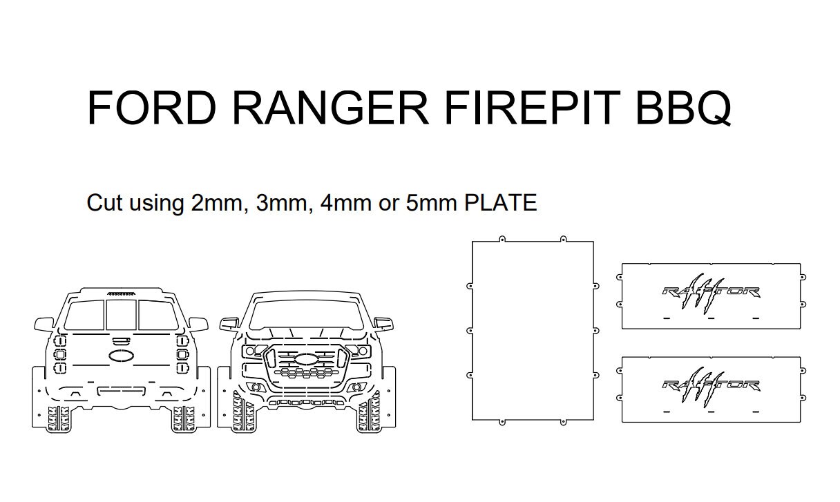 Ford Ranger Fire Pit BBQ DXF File - Etsy
