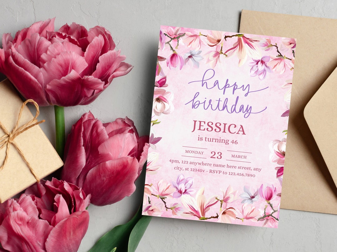 EDITABLE Adult Birthday Party Invitation,any AGE Women Birthday ...