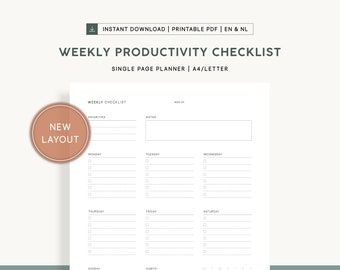 Weekly Task Planner Printable Weekly Schedule Minimal Task Checklist ...