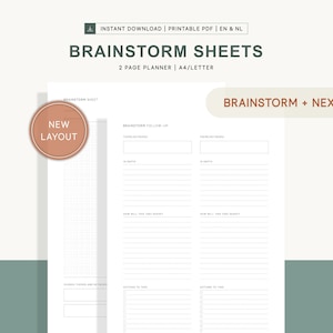 Brainstorm Planner Printable Brainstorm Action Plan Brainstorm Sheets ...