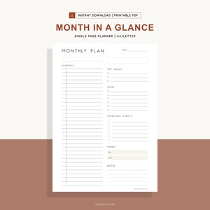 Monthly Productivity Planner Printable Monthly Schedule Monthly Finance ...