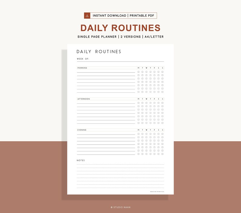 Printable Daily Routine Planner Daily Habit Tracker Template Daily ...
