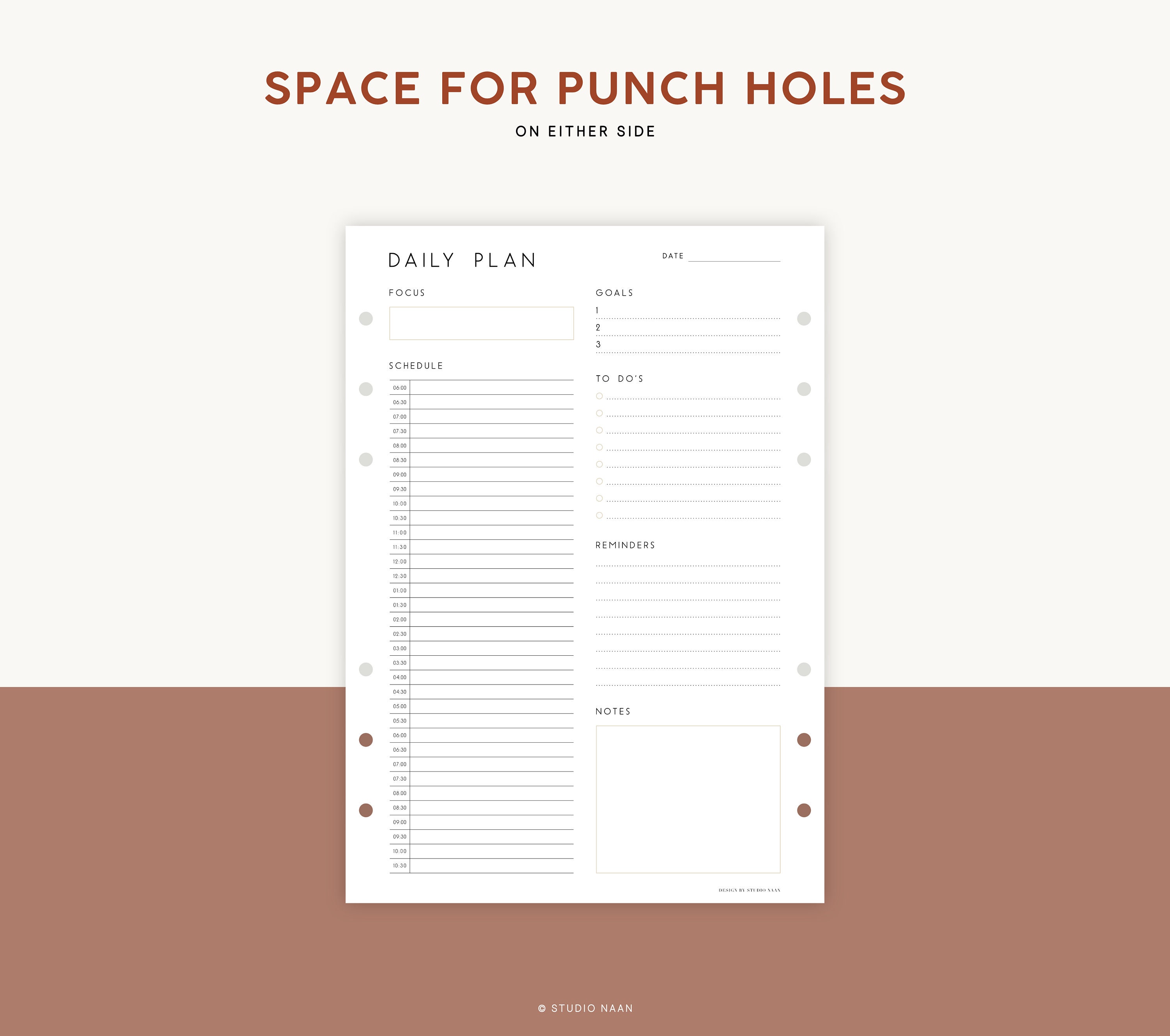 Daily Half Hour Planner Printable Daily Schedule Minimal Daily - Etsy