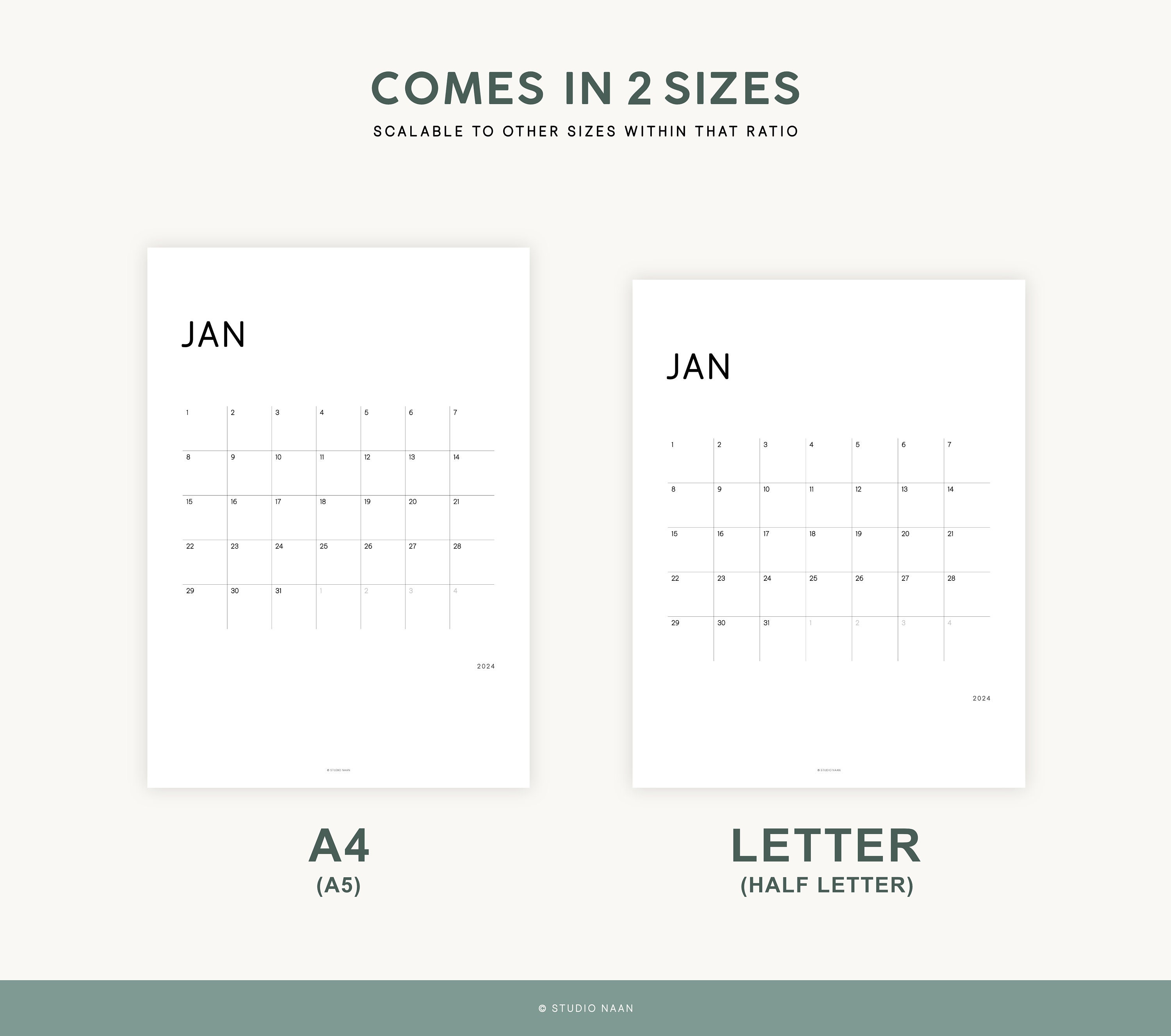 2024 Calendar Printable Calendar Template Minimal Event Calendar 2024 ...