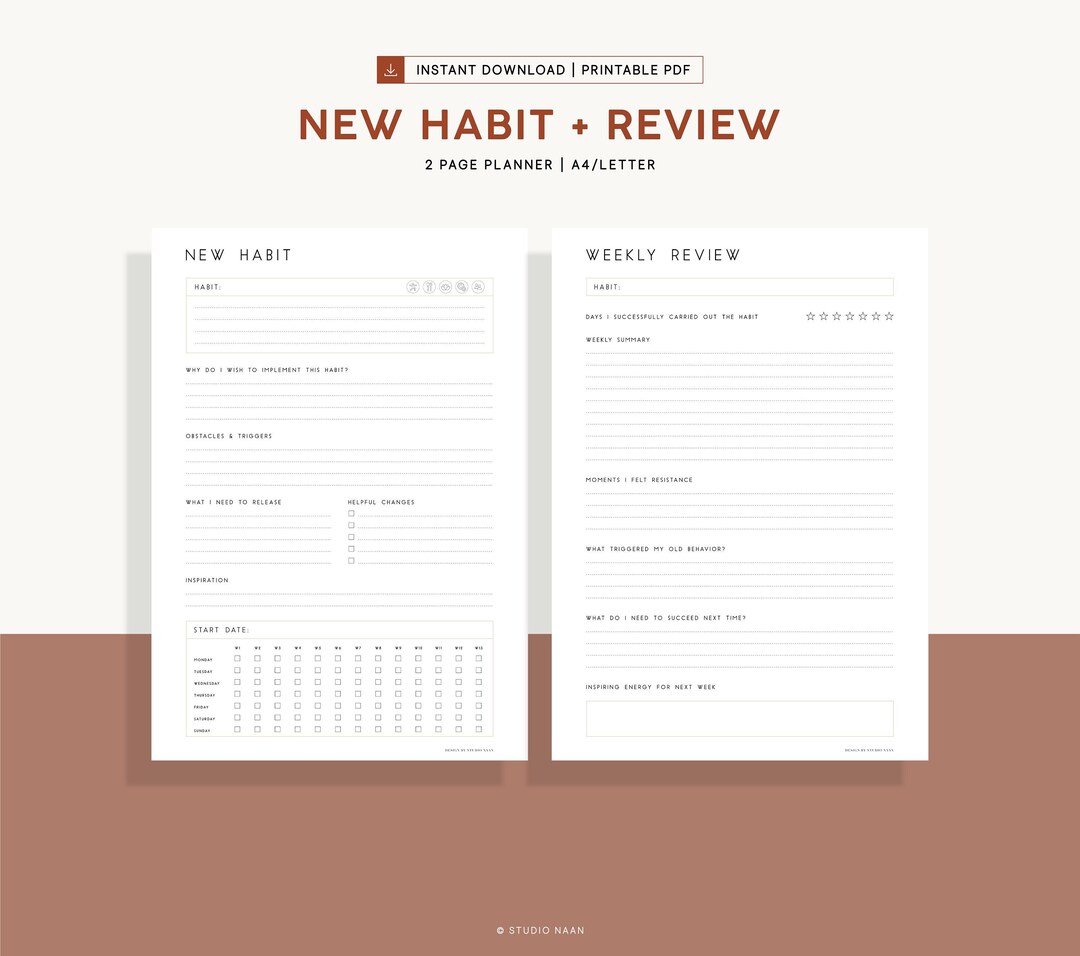 Habit Maker Printable Weekly Habit Tracker Download Weekly Review Habit ...