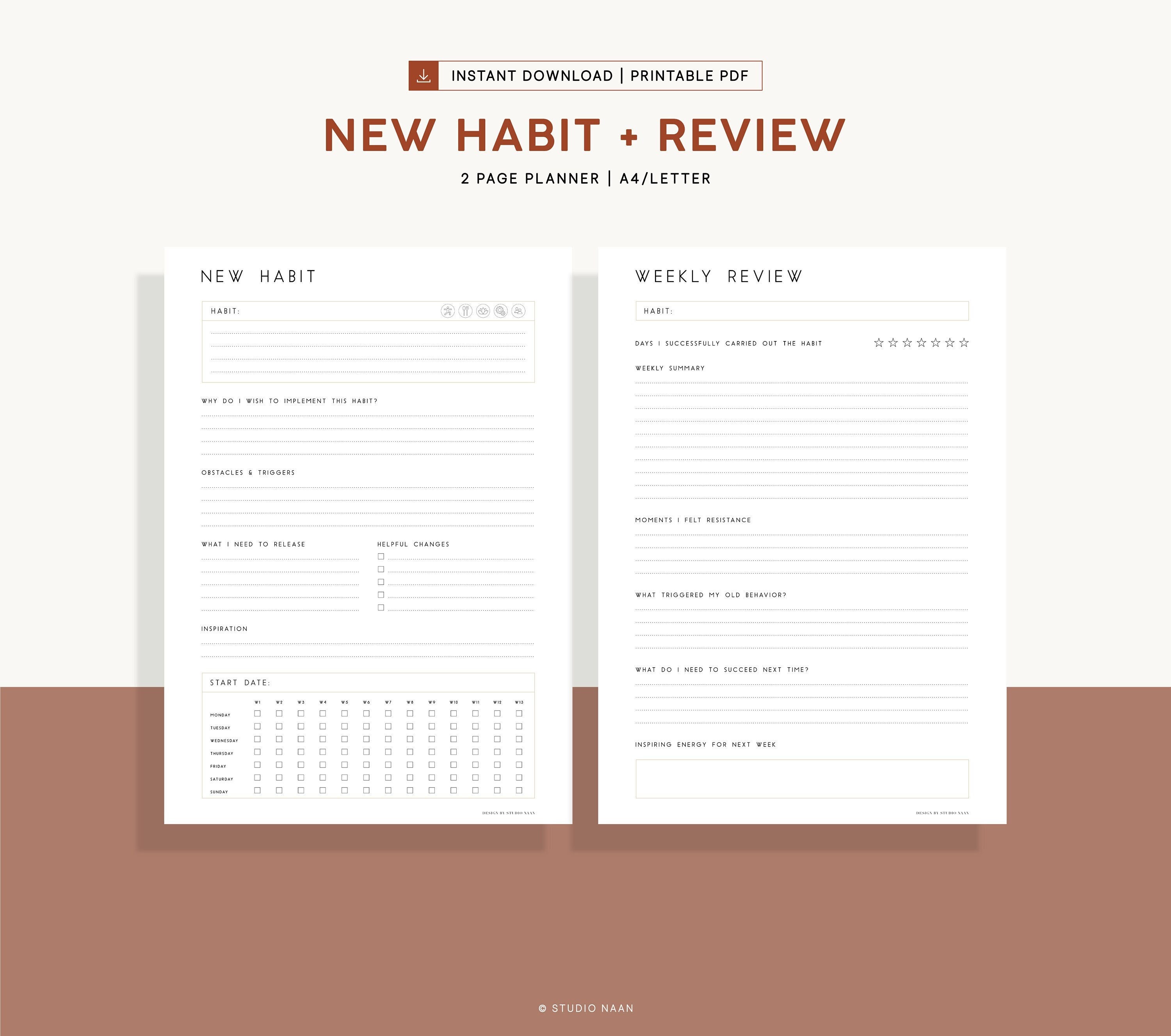 Habit Maker Printable Weekly Habit Tracker Download Weekly Review Habit ...