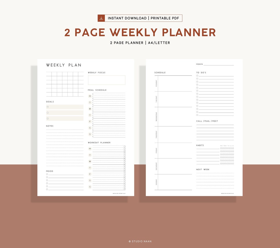 Weekly Productivity Planner Printable Weekly Meals Planner Template ...