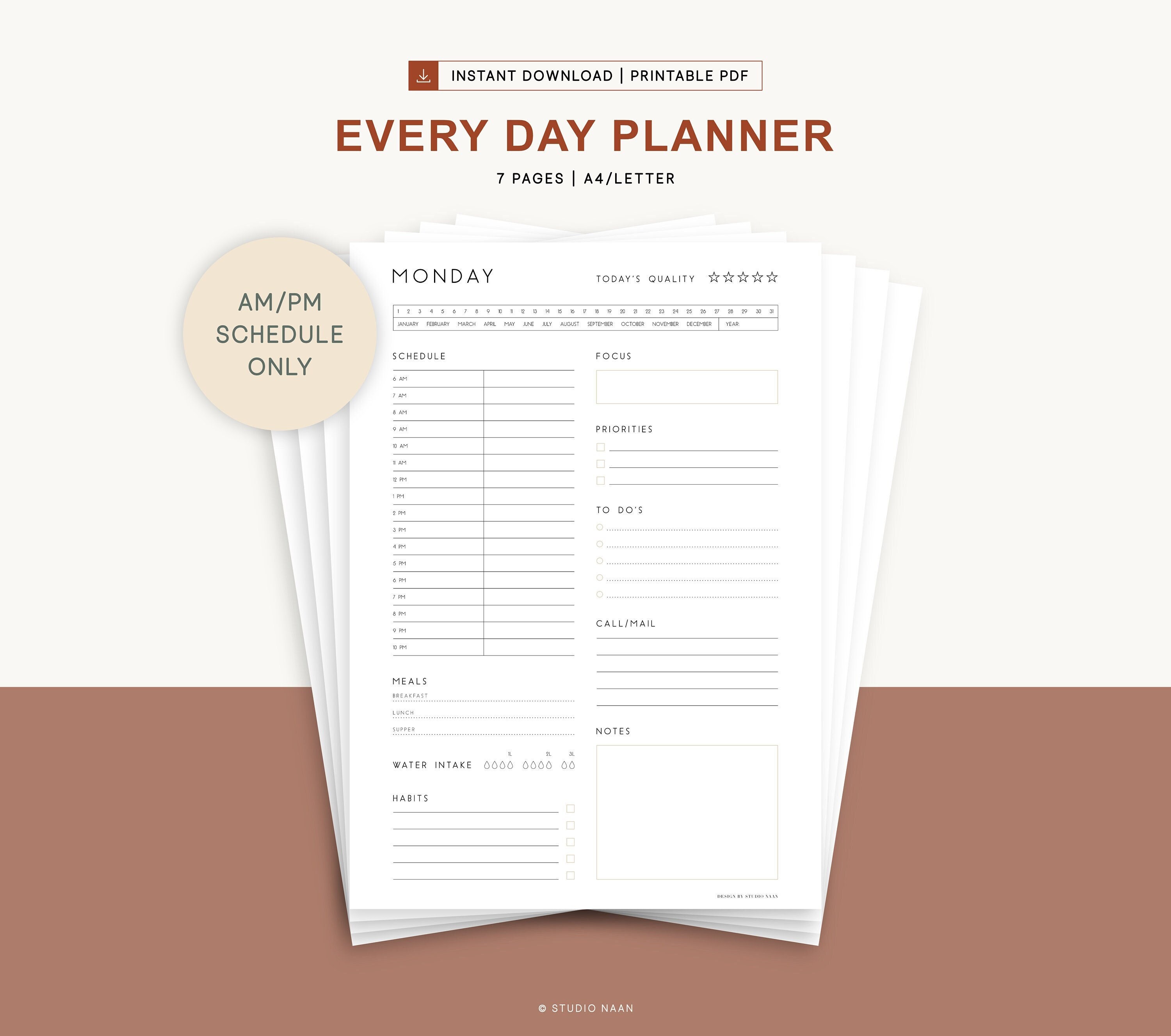 Daily Planner Bundle Printable Daily Planner Daily Productivity Planner ...