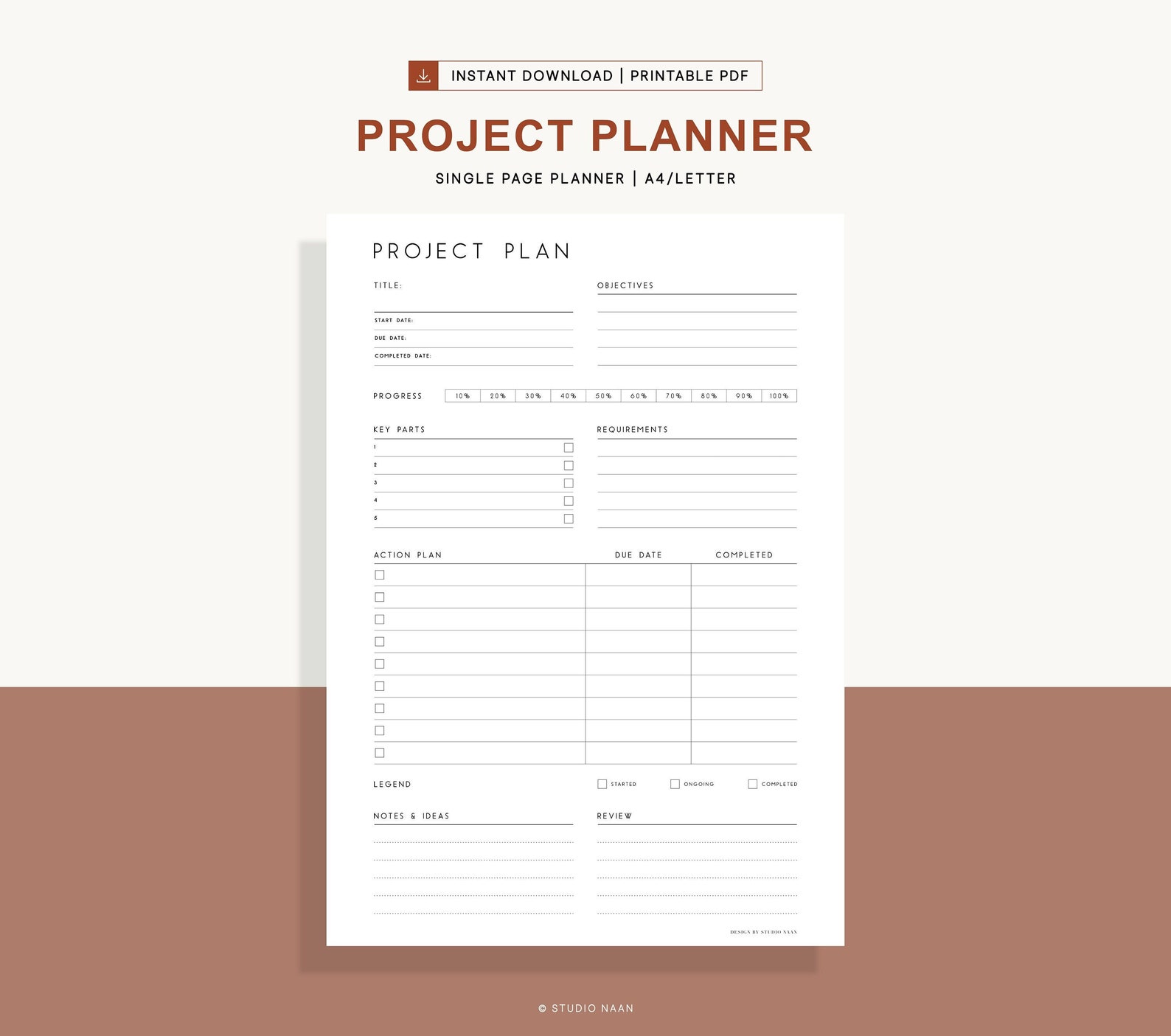 Printable Project Planner Template Project Management Template Task ...