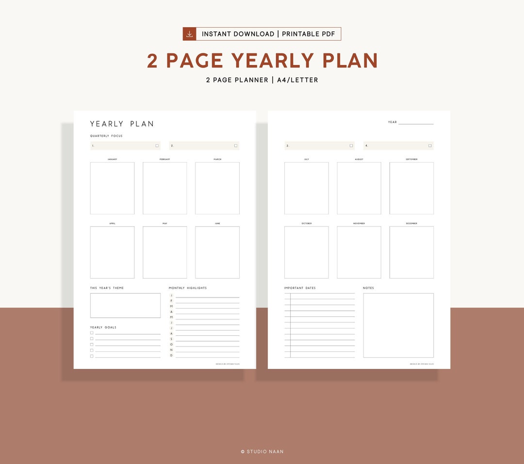 Yearly Planner Printable Yearly Productivity Planner Yearly Goal ...