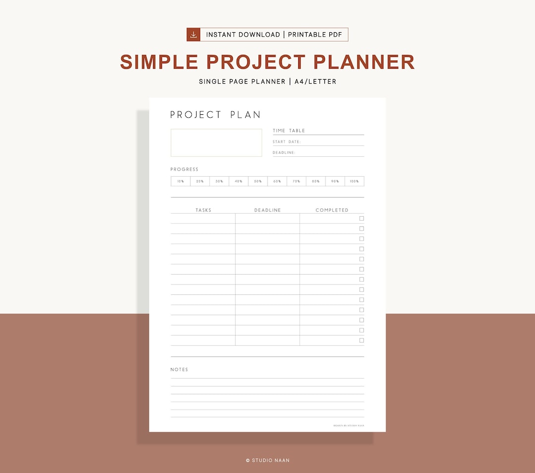 Project Management Template Printable Project Planner Template Project ...