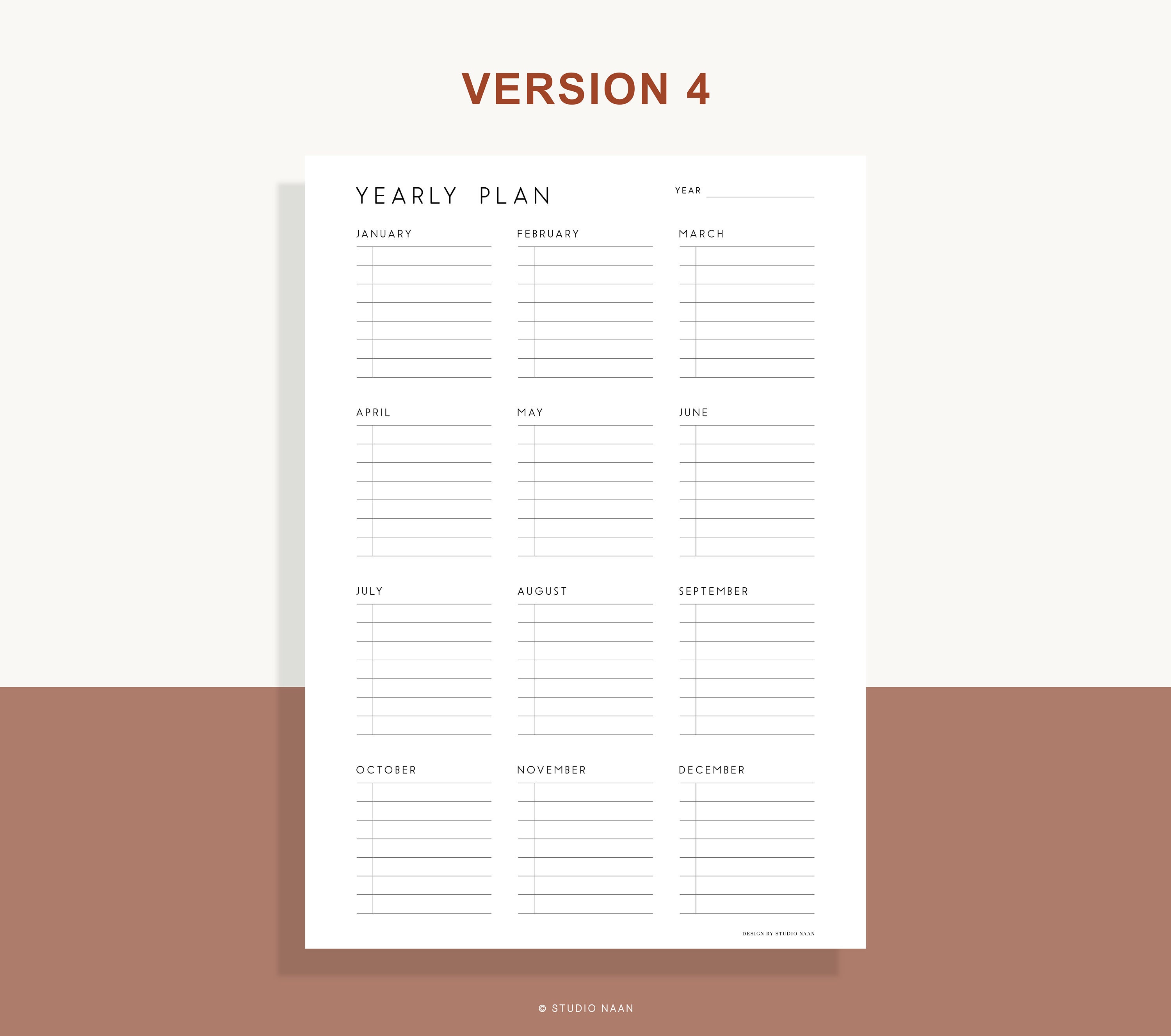 Yearly Planner Printable Monthly Schedule Minimal Yearly Planner ...
