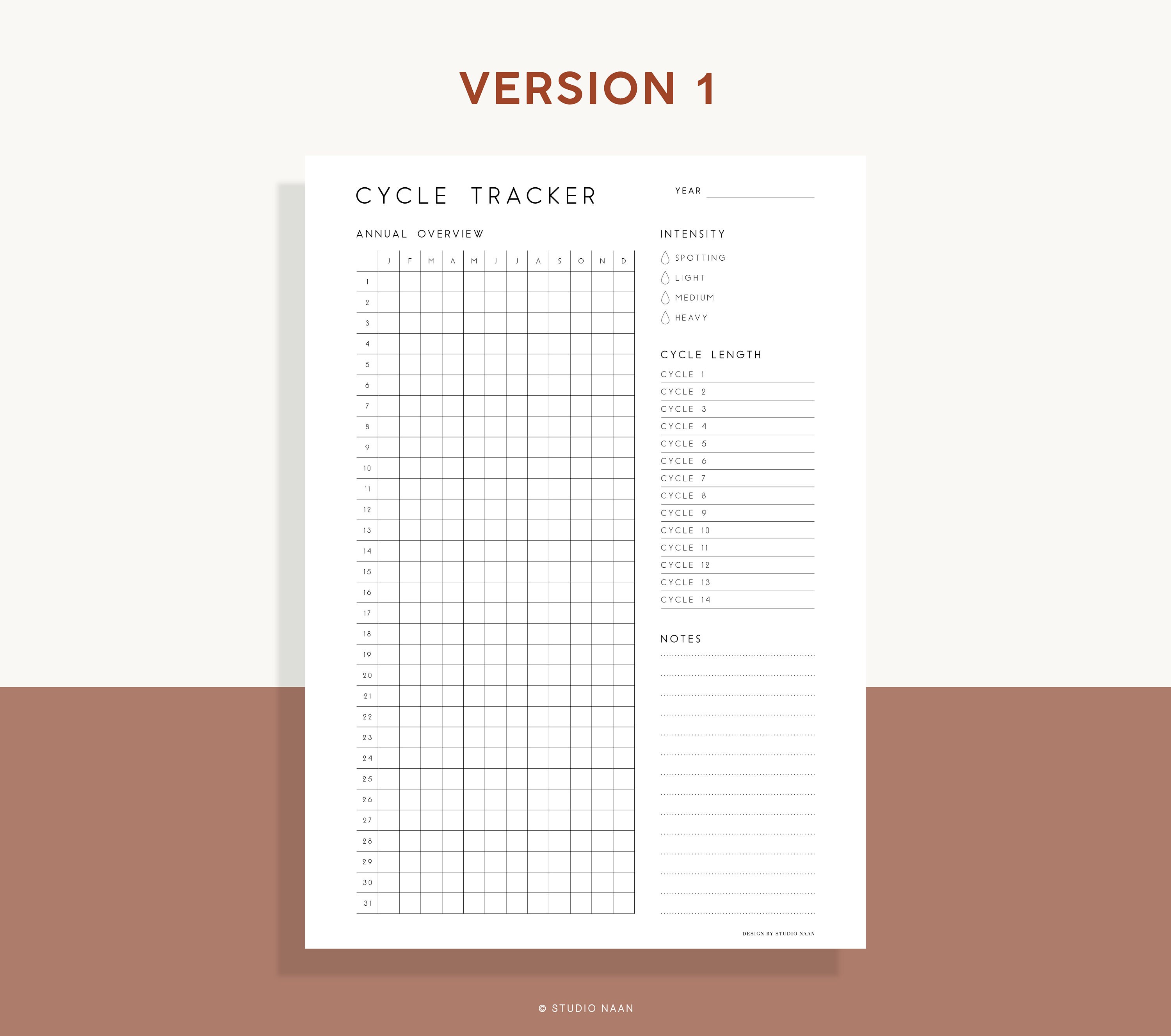 Yearly Period Tracker Printable Cycle Planner Minimal Menstruation ...