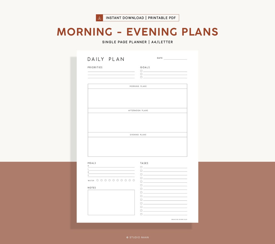 Printable Daily Planner Minimal Daily Schedule Template Daily Meal ...