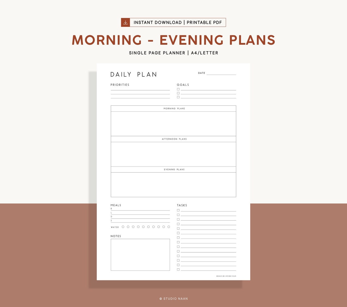 Printable Daily Planner Minimal Daily Schedule Template Daily Meal ...