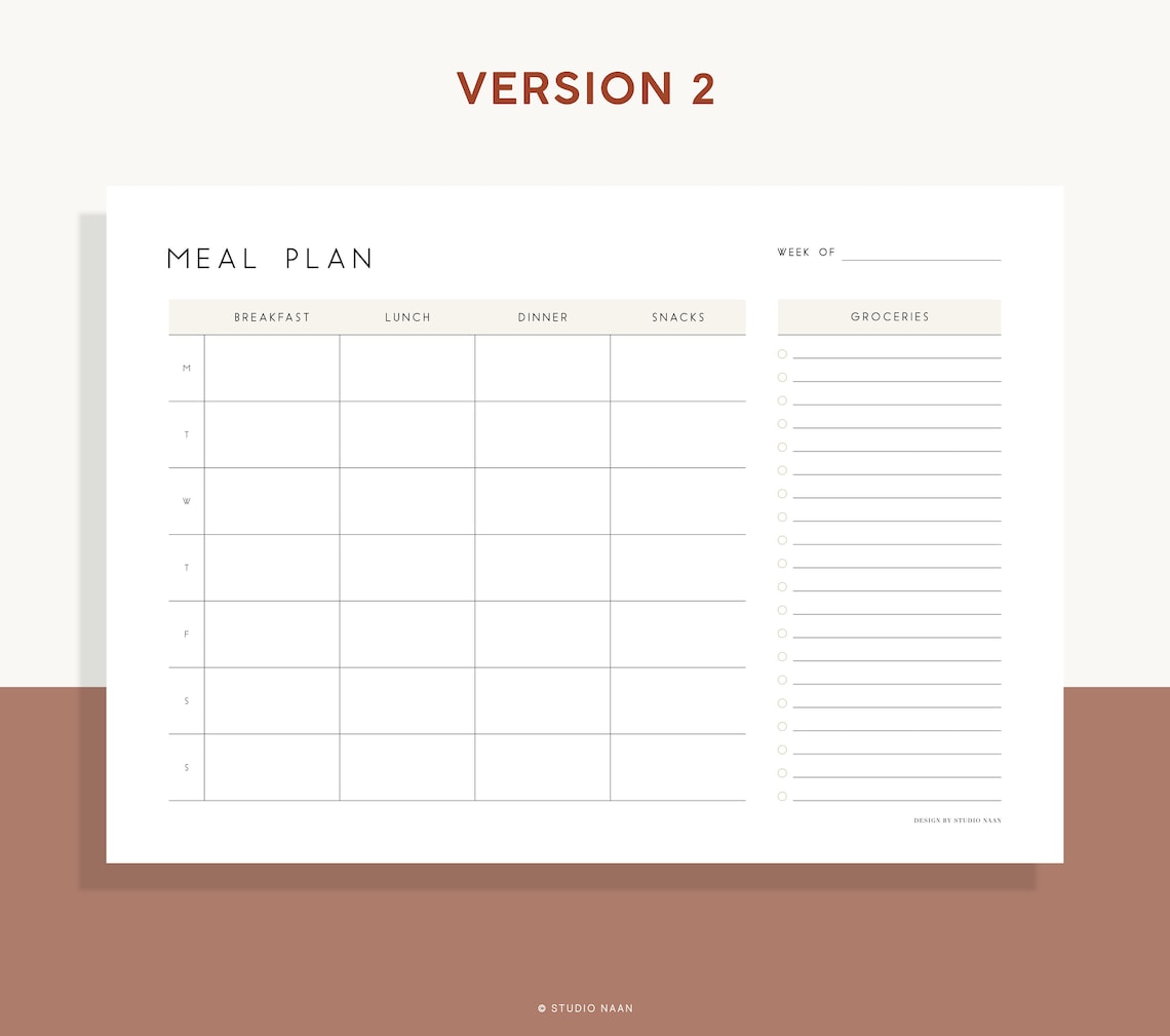 Weekly Meal Plan Printable Grocery List Template Weekly Meal Schedule ...