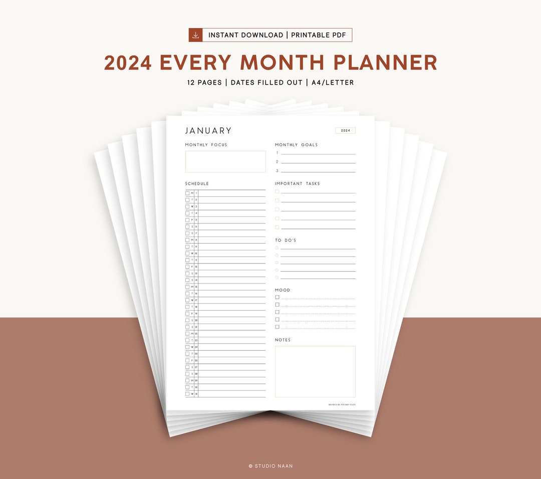 Monthly Planner Bundle 2024 Monthly Schedule Monthly Productivity ...