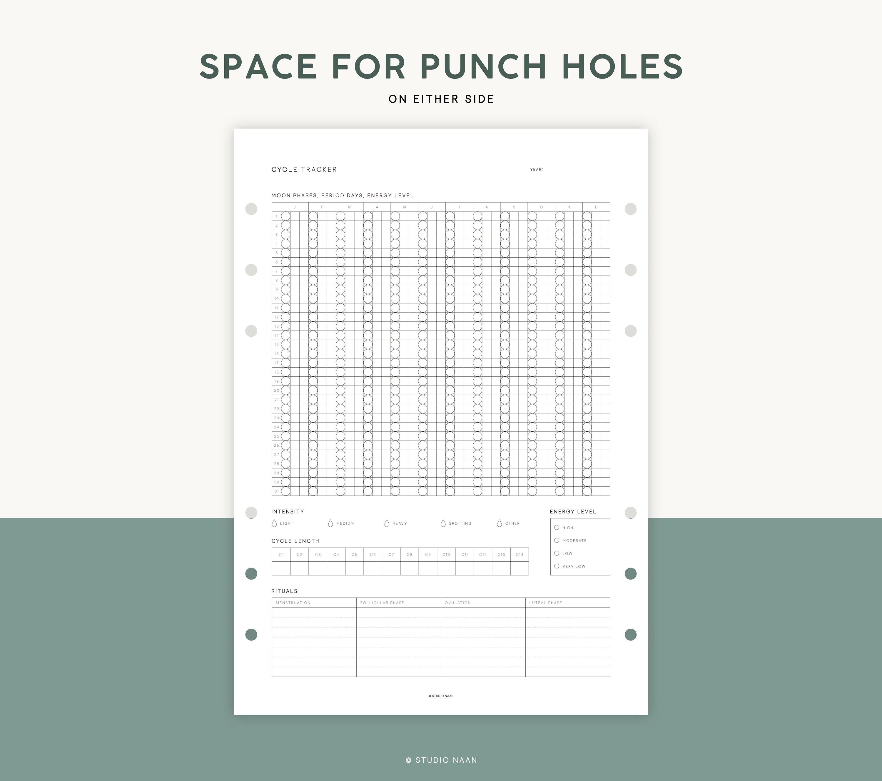 Cycle Moon Planner Printable Cycle Tracker Yearly Menstruation Planner ...
