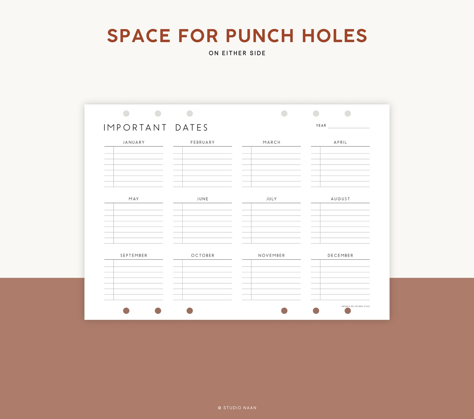 Year Planner Important Dates Overview Printable Yearly Events Planner ...