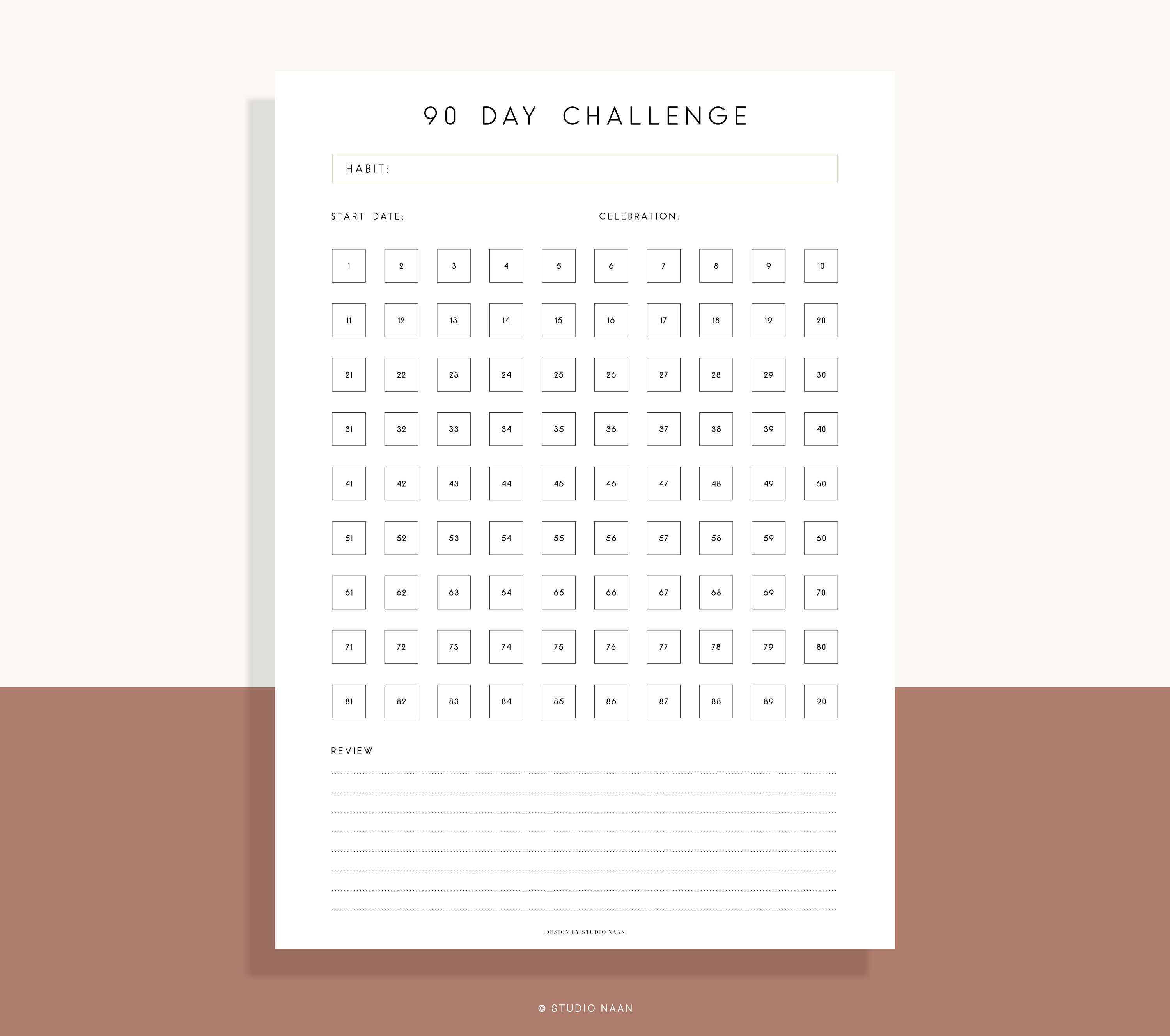 90 Day Habit Challenge Tracker Printable Habit Tracker Planner Minimal ...