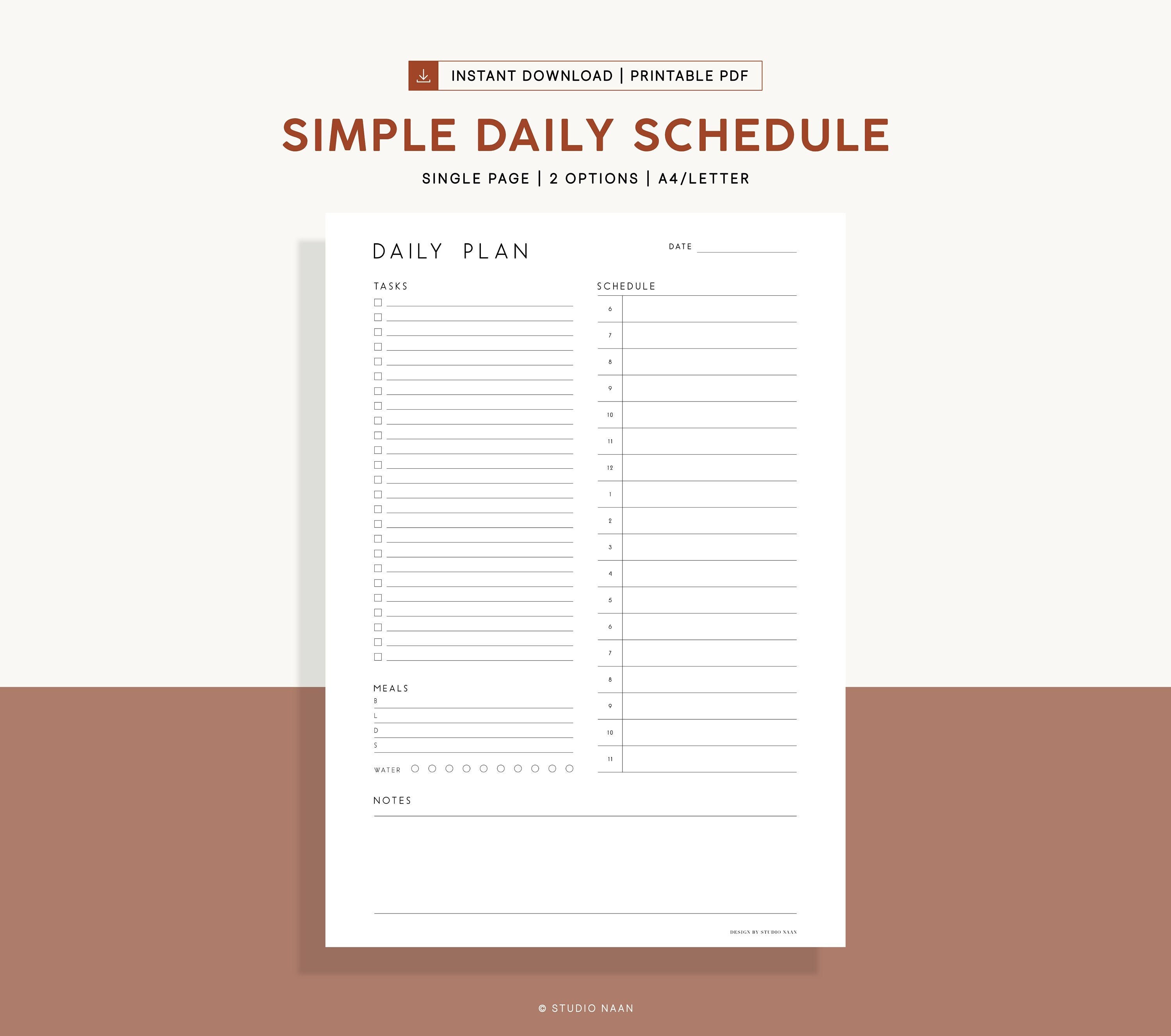 Minimal Daily Schedule Printable Daily Planner Daily - Etsy