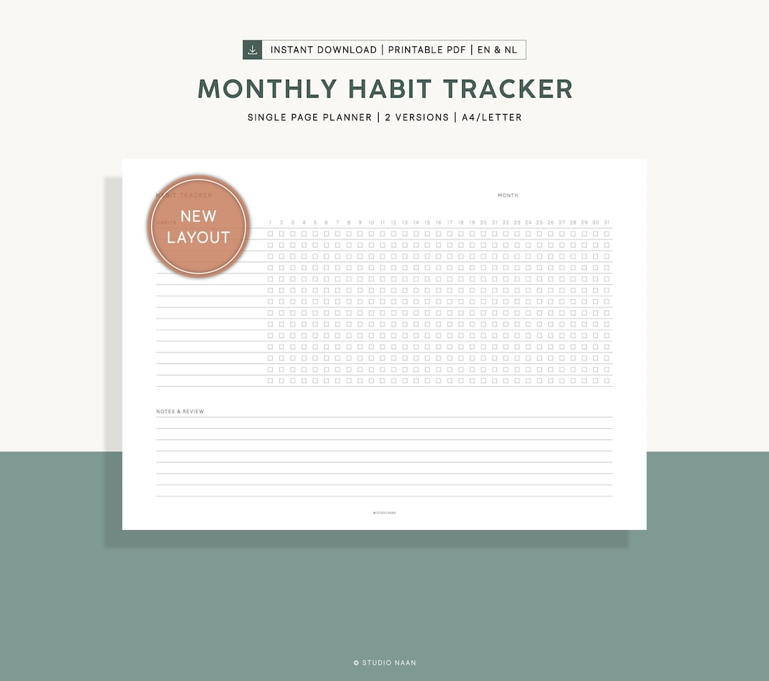 Monthly Habit Tracker Printable Routine Tracker Template Minimal ...
