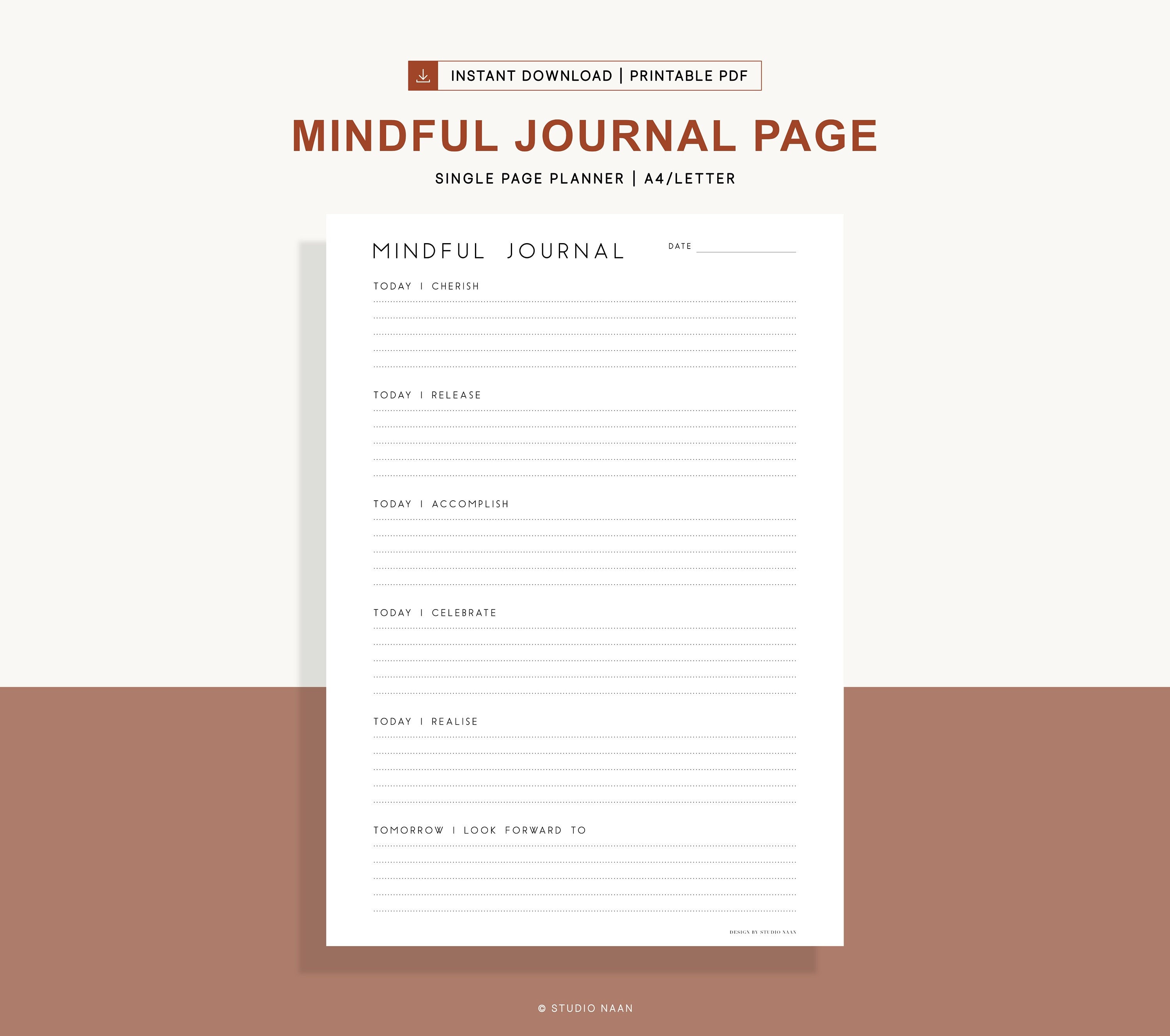 Mindful Journal Printable Daily Reflection Journal Printable - Etsy