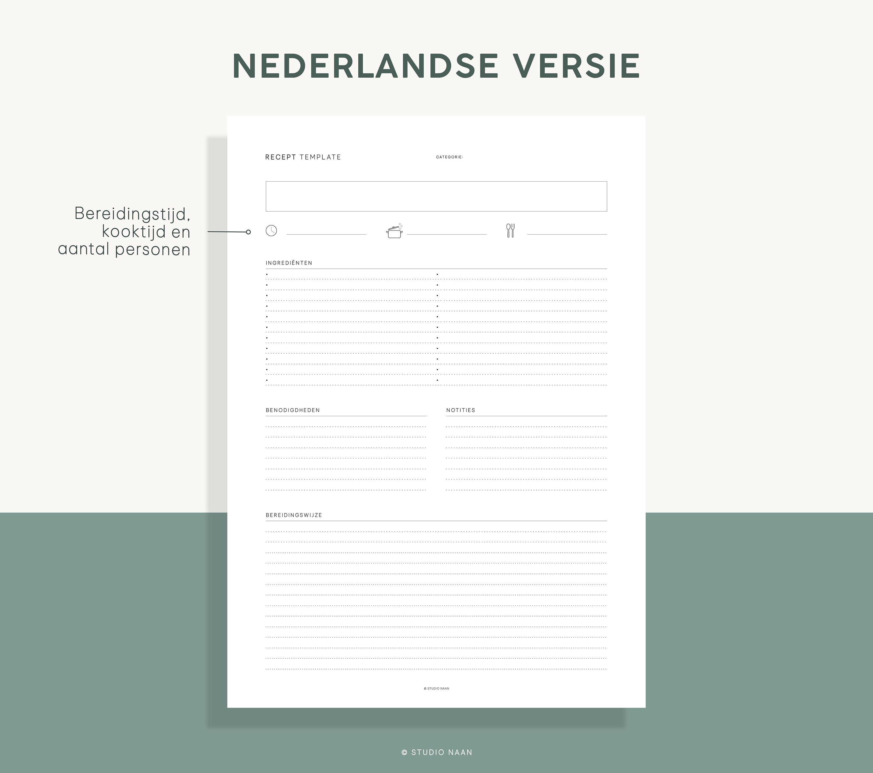 Recipe Template Printable Recipe Page Downloadable Cooking Manual ...