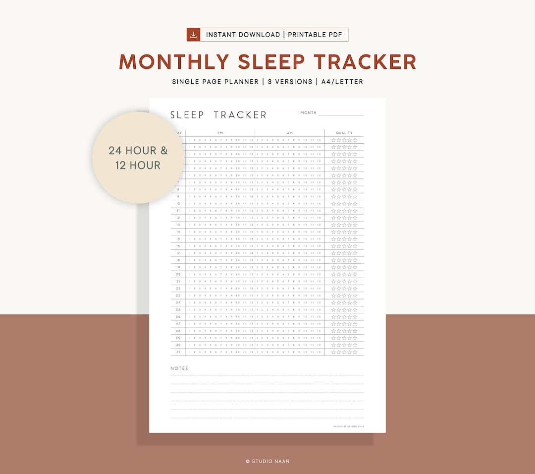 Monthly Sleep Tracker Printable Sleep Planner Download Sleep - Etsy