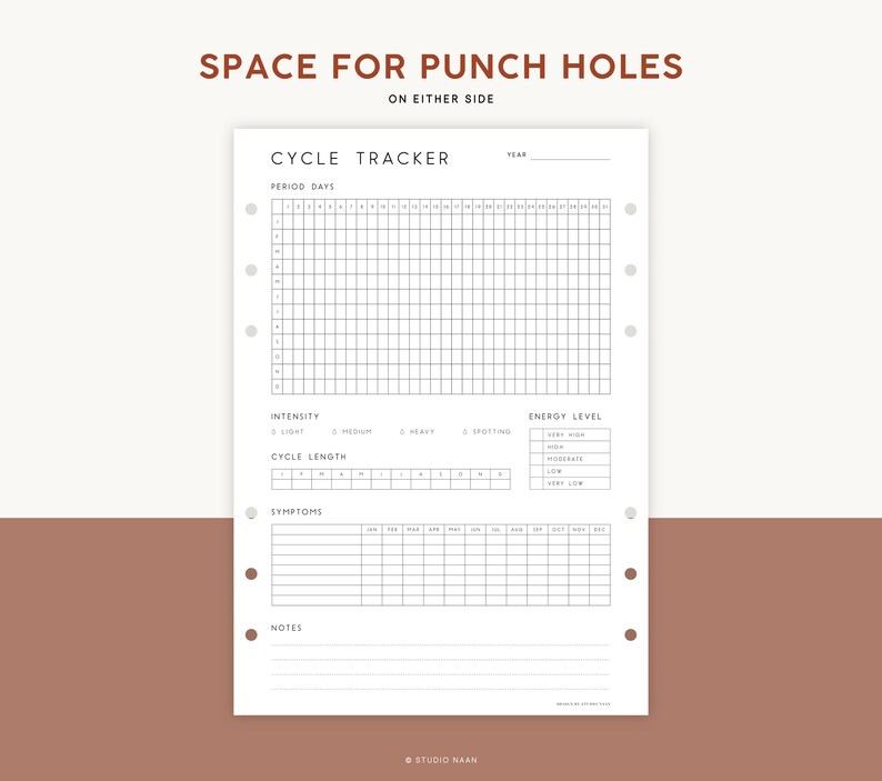 Period Planner Printable Cycle Tracker Yearly Menstruation Journal