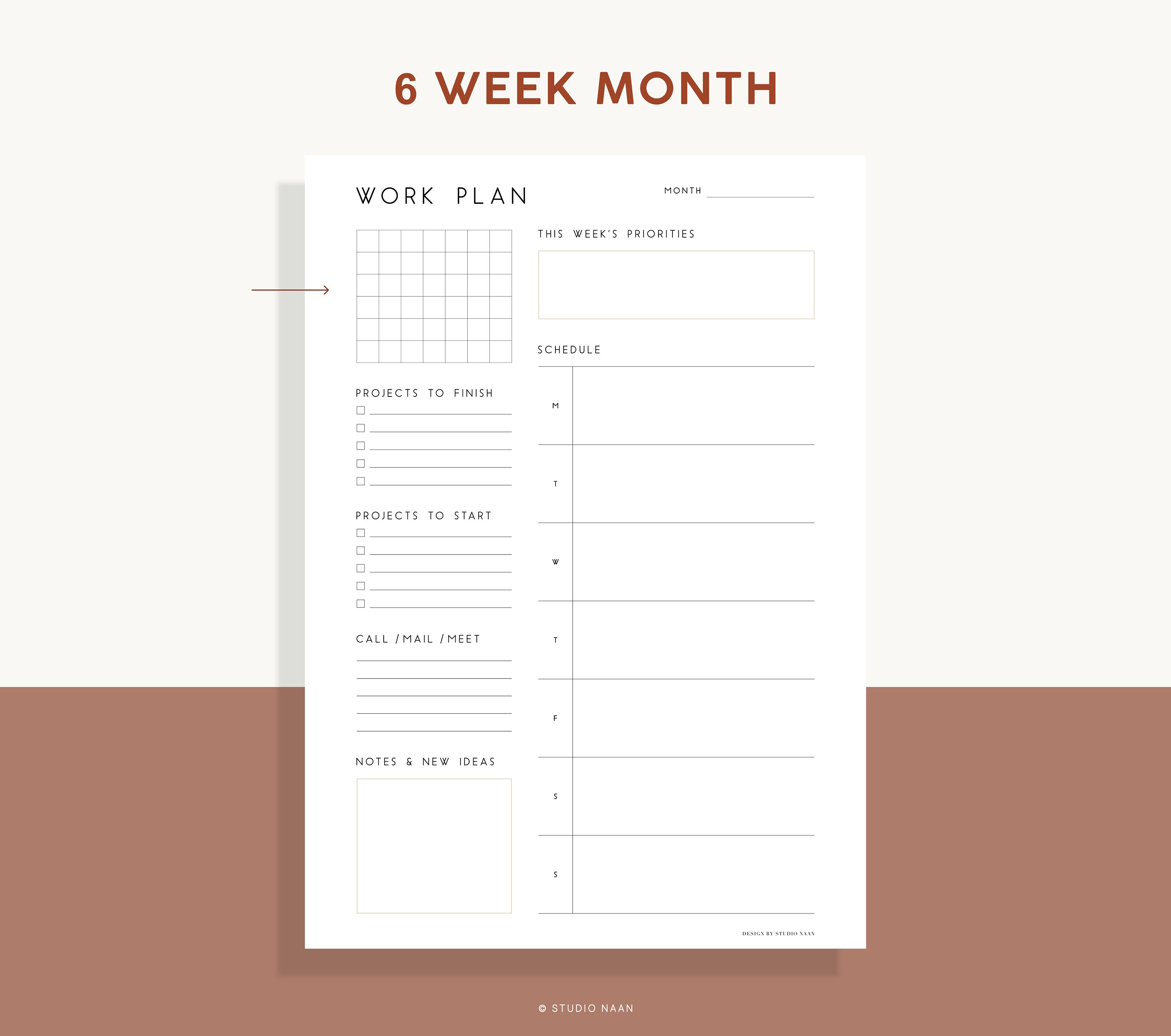 Weekly Work Planner Template Work From Home Planner Weekly Work ...