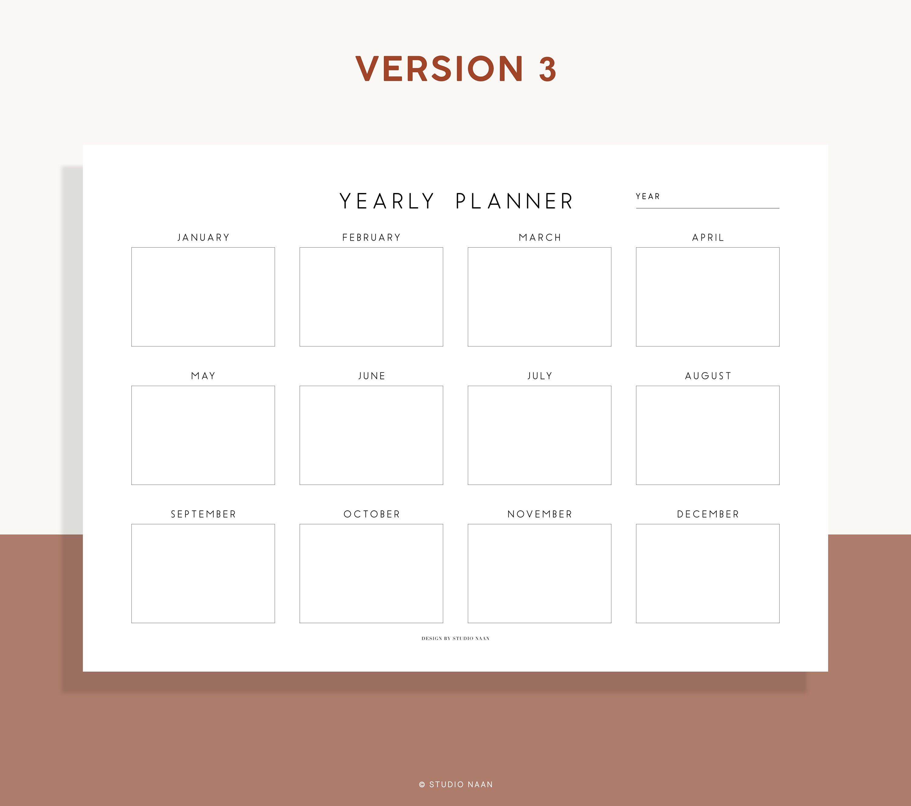 Year Overview Planner Printable Yearly Planner Yearoverview Undated ...