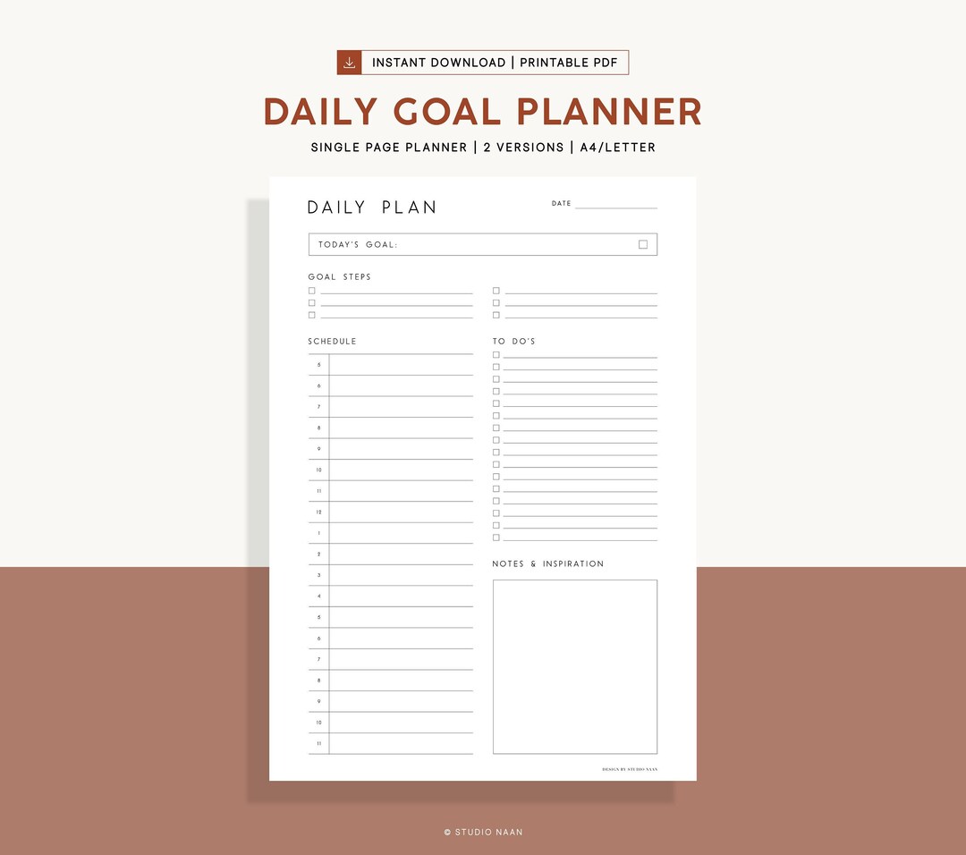 Daily Goal Planner Template Goal Setting Printable Daily Schedule ...