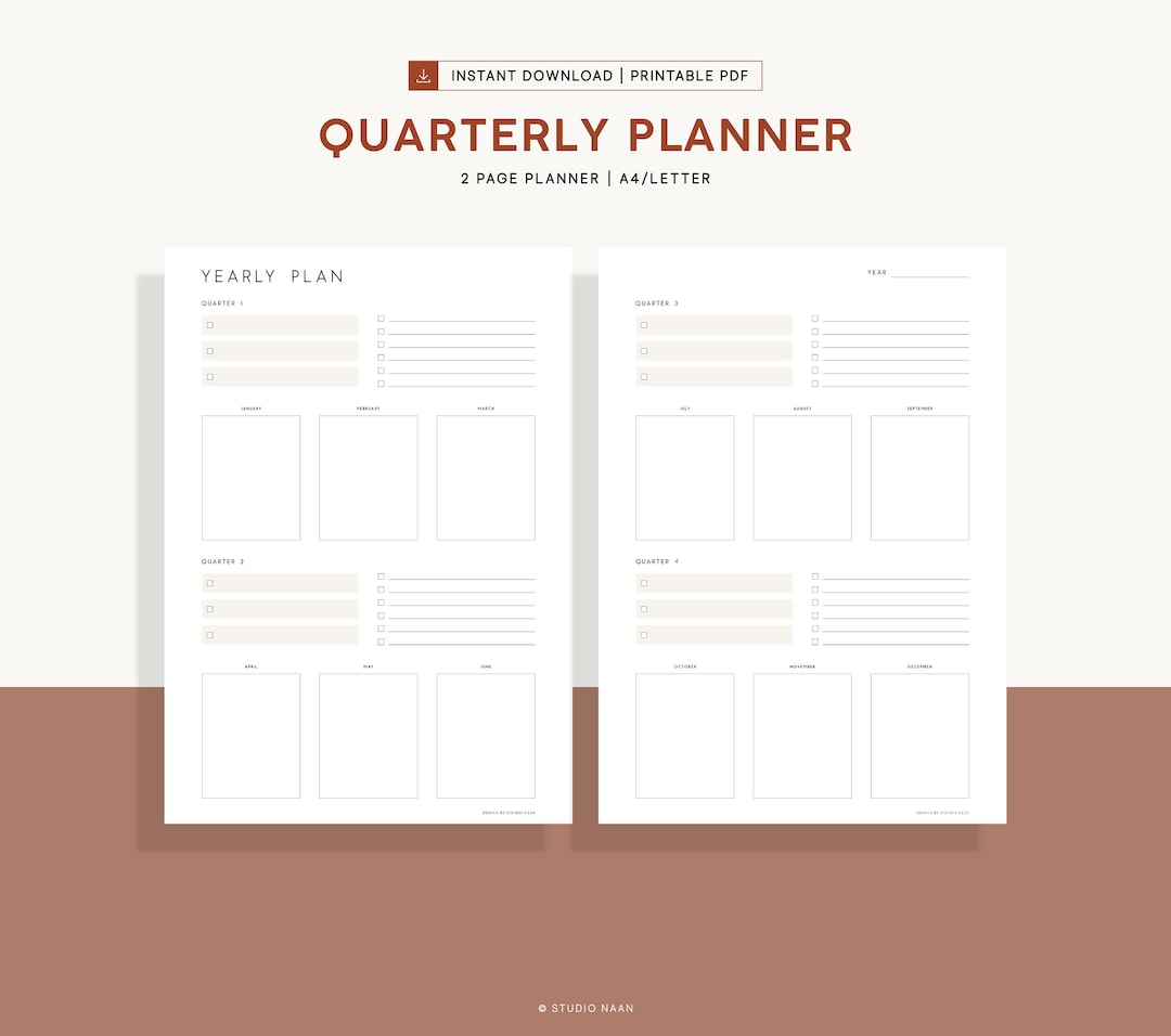 Quarterly Planner Printable Yearly Productivity Planner - Etsy
