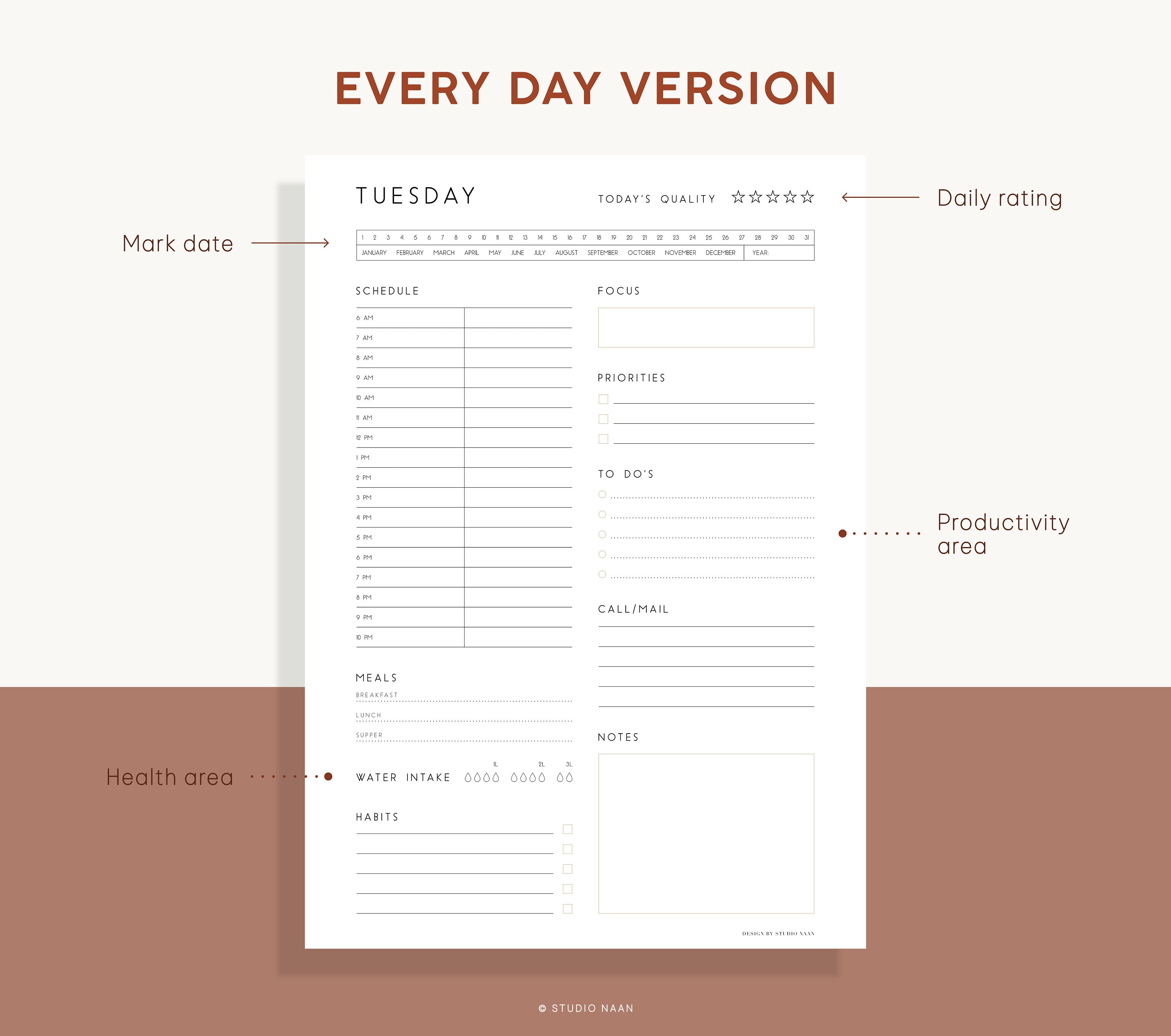 Daily Planner Bundle Printable Daily Planner Daily Productivity Planner ...