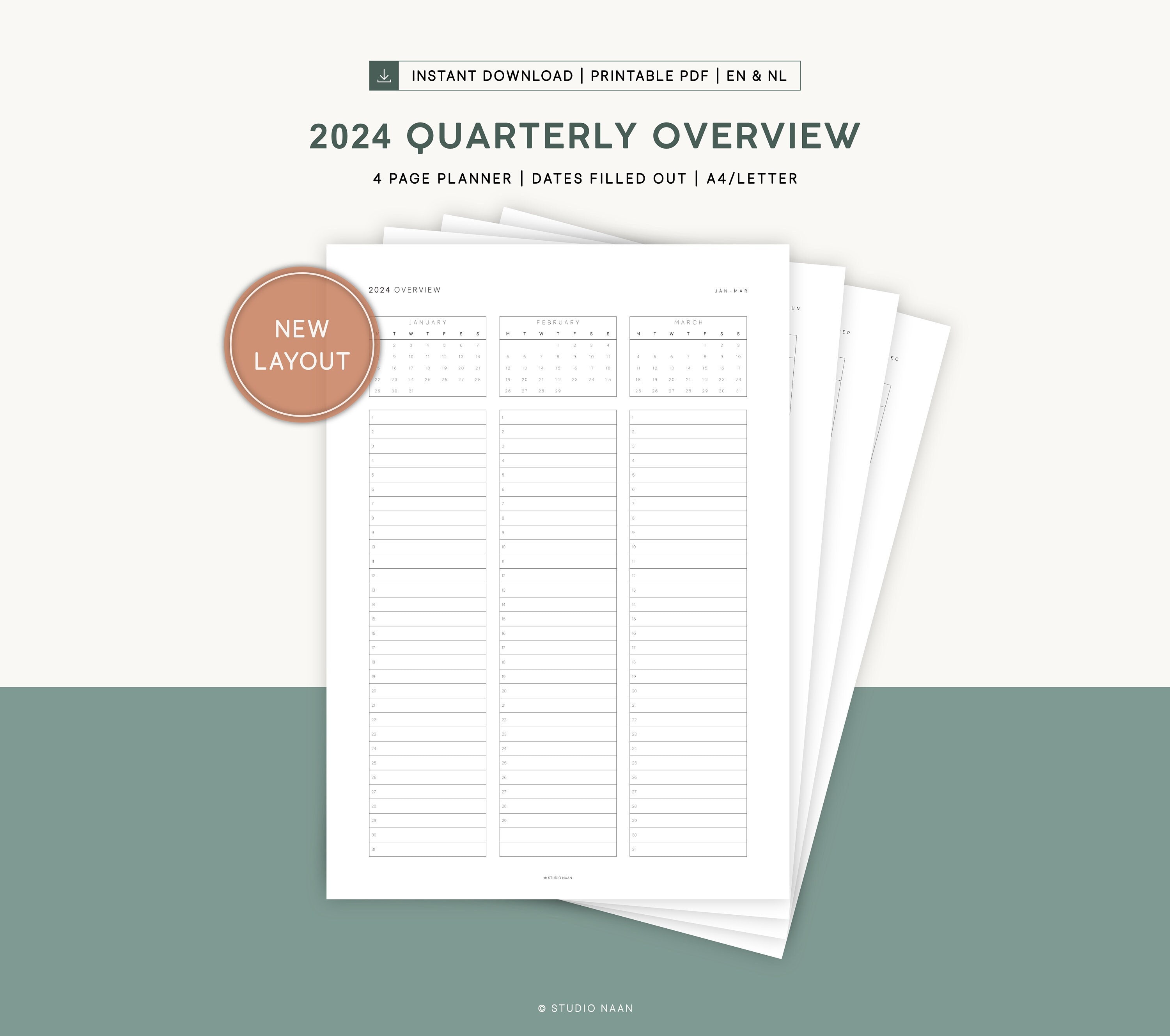 Quarterly Planners 2024 Printable Quarterly Calendar Template 2024 ...