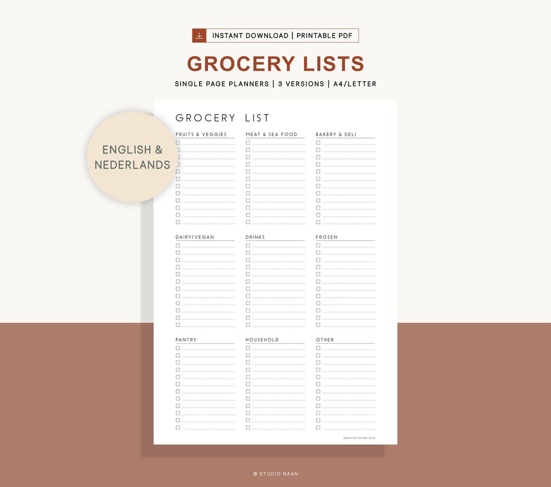 Downloadable Grocery List Simple Printable Grocery List - Etsy
