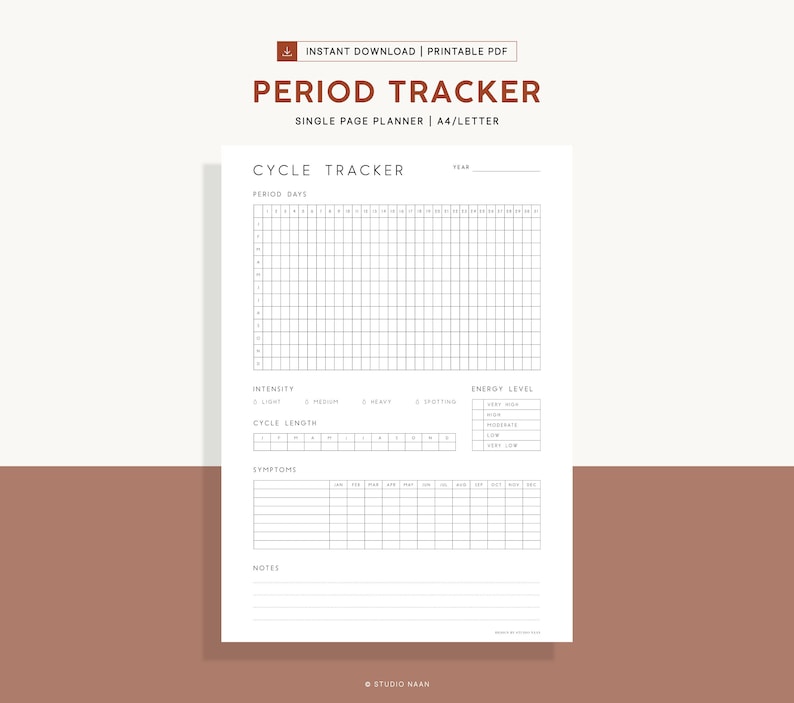Period Planner Printable Cycle Tracker Yearly Menstruation - Etsy Australia