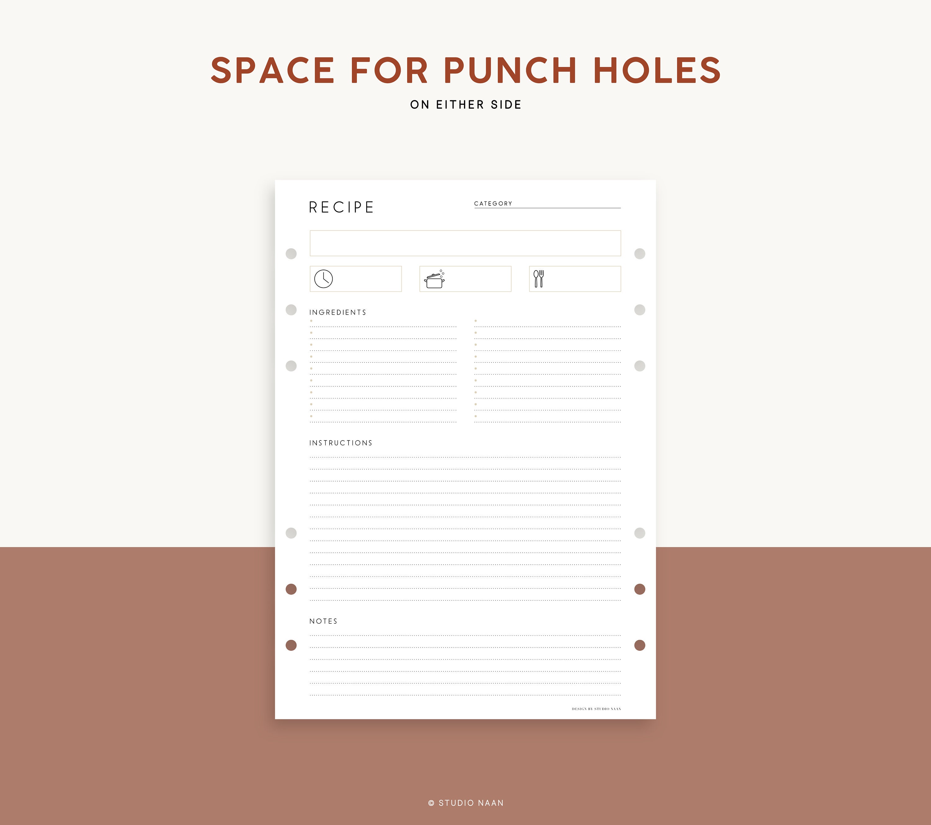 Recipe Template Printable Recipe Page Downloadable Cooking Manual ...