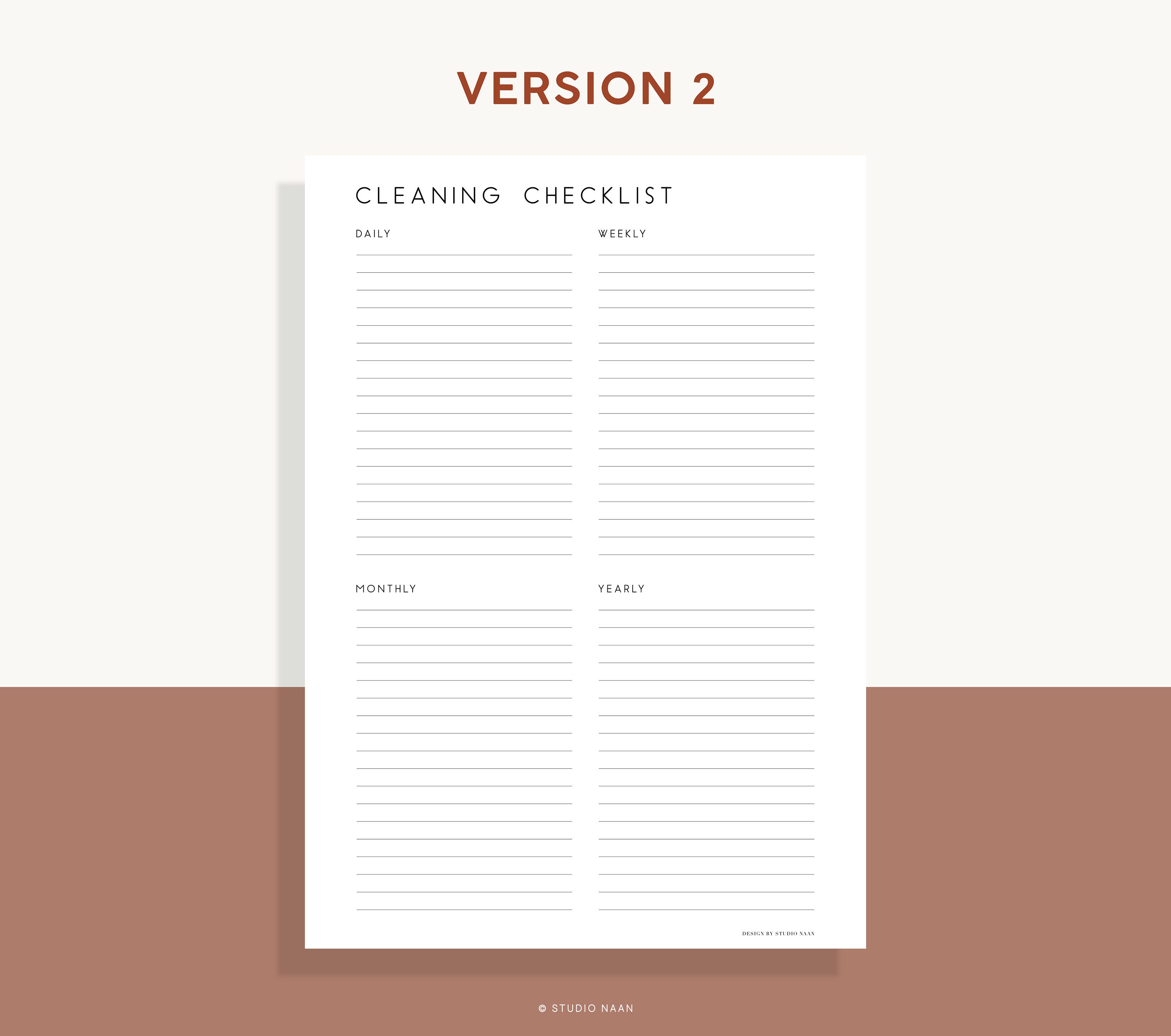 Printable Cleaning Checklist Daily Cleaning Planner Weekly Cleaning ...