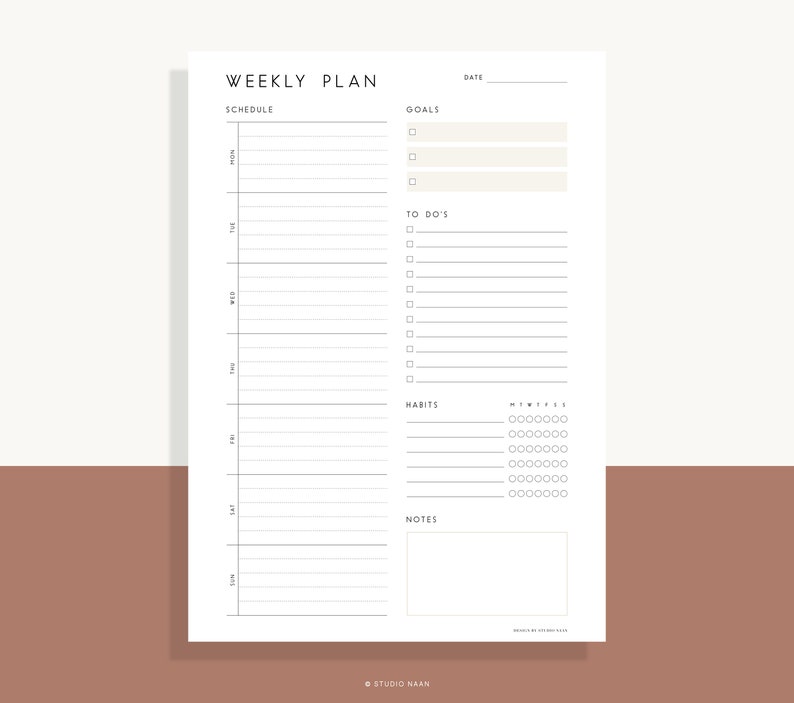 Weekly Goal Planner Printable Weekly To-do Weekly Habit Tracker ...