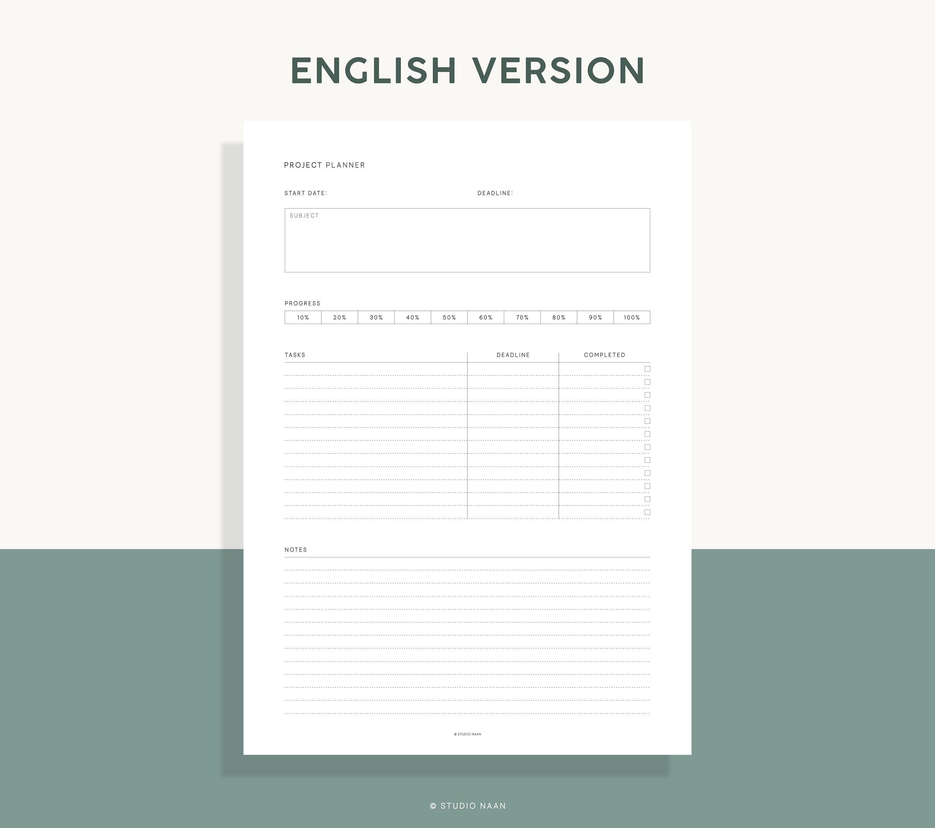 Project Management Template Printable Project Planner Template Project ...