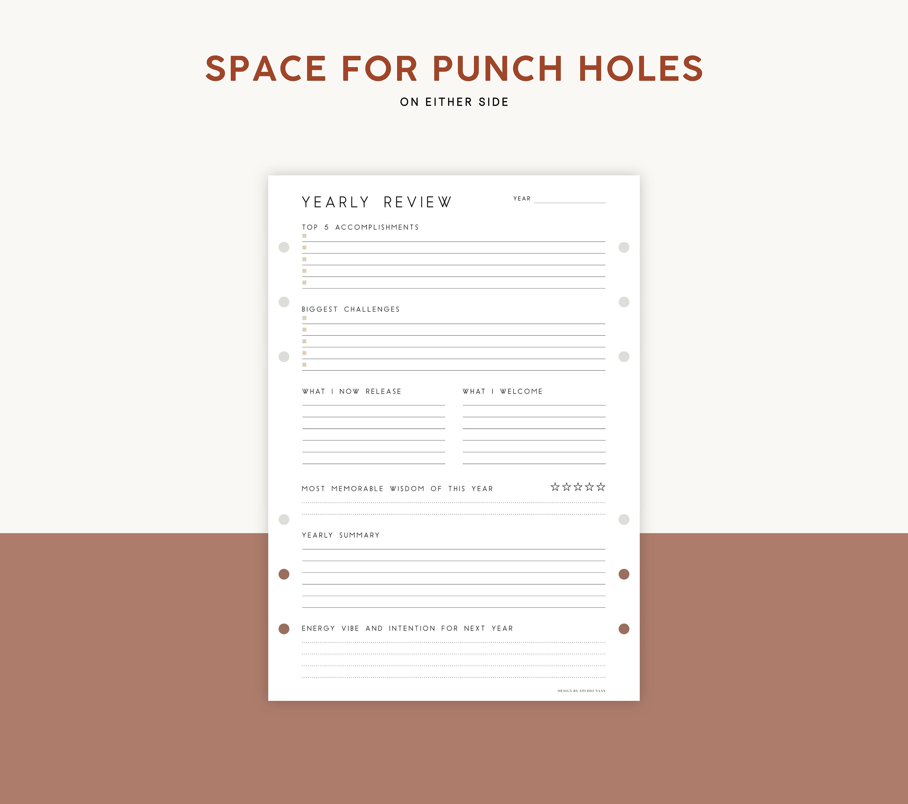 Printable Yearly Review Journal Page Personal Yearly Reflection Journal ...