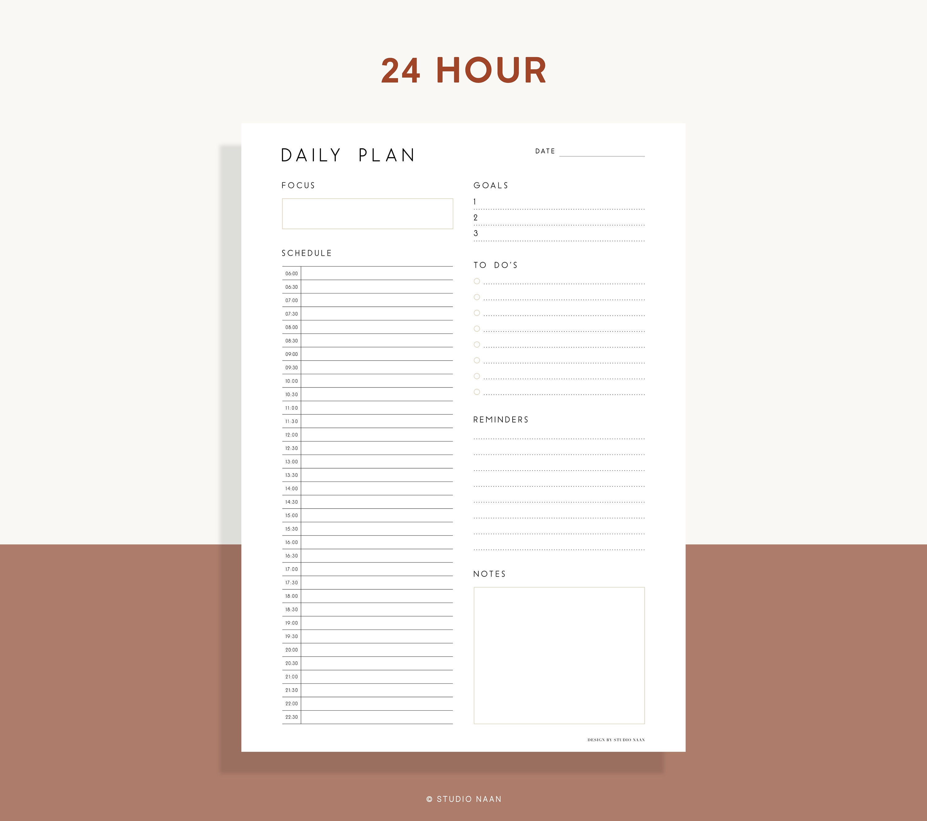 Daily Half Hour Planner Printable Daily Schedule Minimal Daily - Etsy